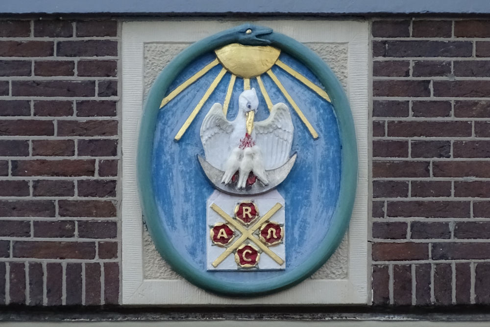 Gevelsteen met Embleem Ritman Bibliotheek | Bloemgracht 19, Amsterdam